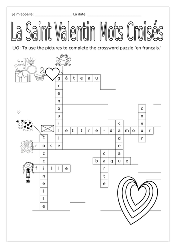 FRENCH - SAINT VALENTINE - ACTIVITIES 2 - WORKSHEETS/GAME | Teaching ...