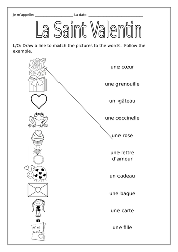 FRENCH - SAINT VALENTINE - ACTIVITIES 2 - WORKSHEETS/GAME | Teaching ...