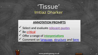 Imtiaz Dharker – ‘Tissue’ – Annotation / Planning Table / Questions ...