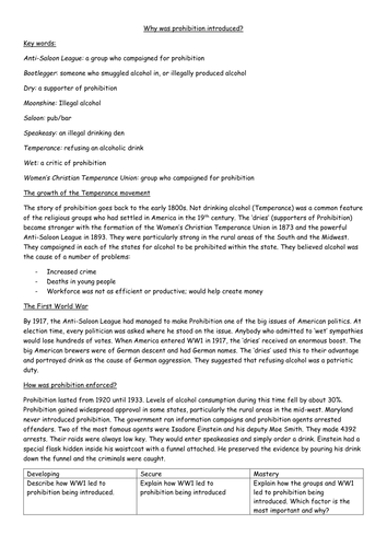 Prohibition | Teaching Resources