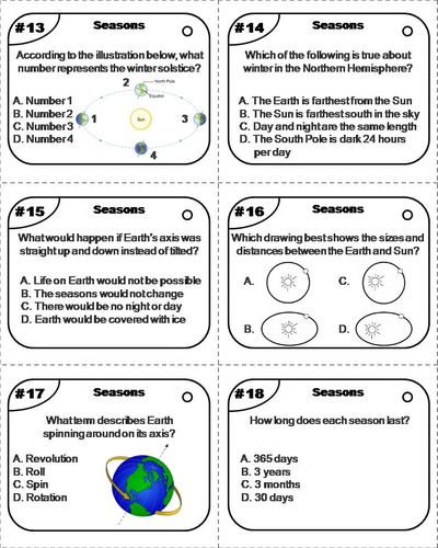 Seasons Task Cards | Teaching Resources