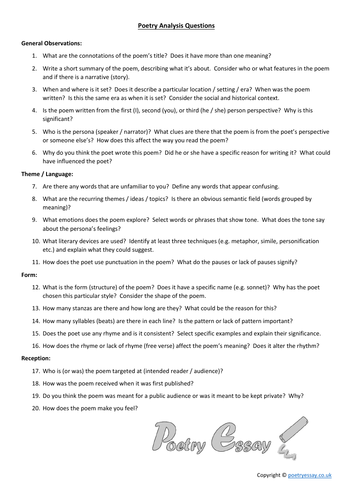 William Blake – ‘London’ – Annotation / Planning Table / Questions ...