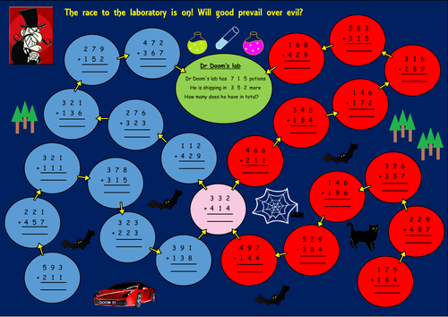 Year 3 column addition game / activity featuring Dr Doom! (not editable ...
