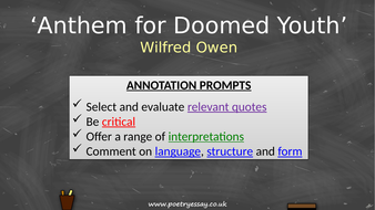 Wilfred Owen – ‘Anthem for Doomed Youth’ – Annotation / Planning Table ...