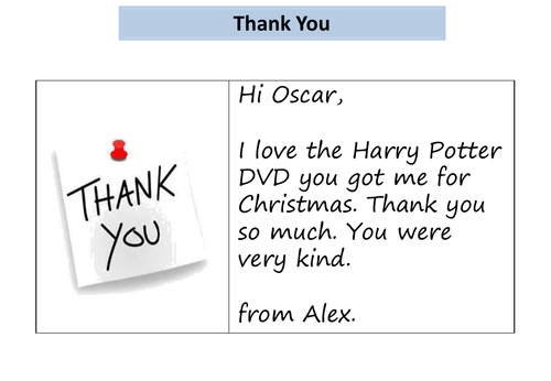 Entry Level English - Writing a Thank You Note | Teaching Resources