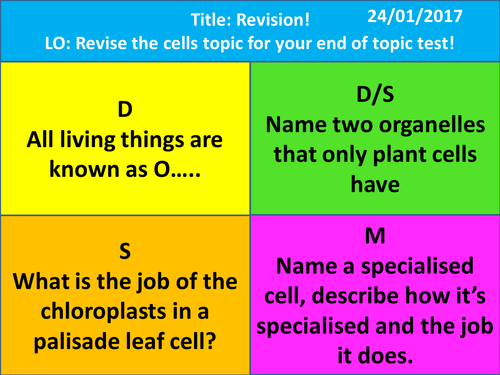 KS3 Exploring Science - Year 7 - Cells - Revision | Teaching Resources