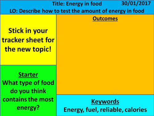 KS3 Exploring Science - Year 7 - Energy - L1 Energy in Food | Teaching ...