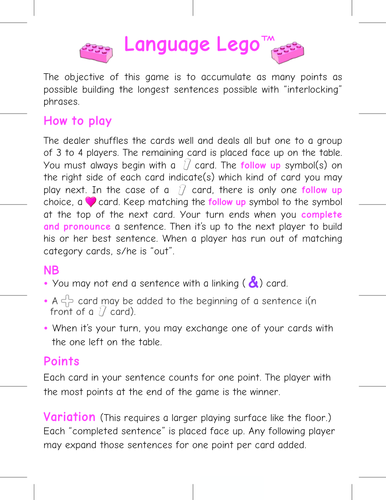 Language Lego™ (French sentence-building blocks) | Teaching Resources