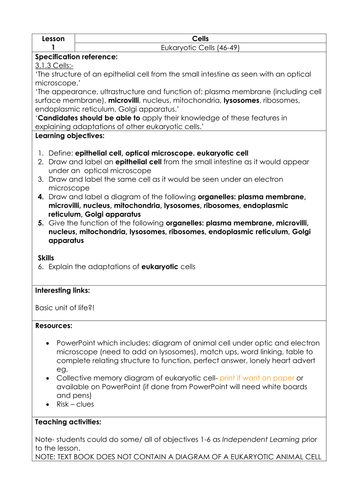 A level Biology - CELLS teaching materials | Teaching Resources