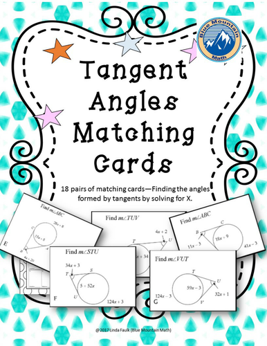 Tangent Angles--Solve for x Matching Card Set | Teaching Resources