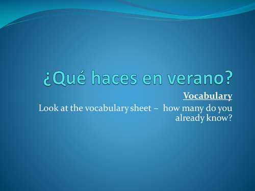 Viva GCSE HIgher Module 1: Que haces en verano | Teaching Resources