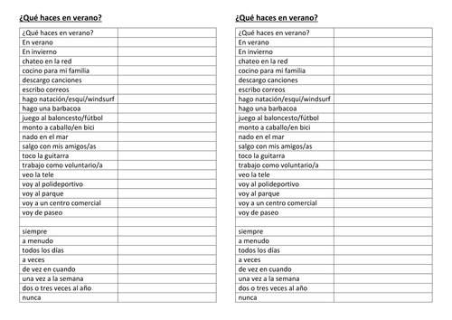 Viva GCSE HIgher Module 1: Que haces en verano | Teaching Resources
