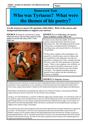 Who was Tyrtaeus? What were the themes of his poetry? | Teaching Resources