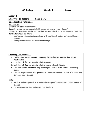 AS Biology - Lungs teaching materials (Lesson materials, worksheets ...