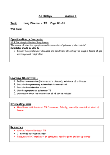 AS Biology - Lungs teaching materials (Lesson materials, worksheets ...