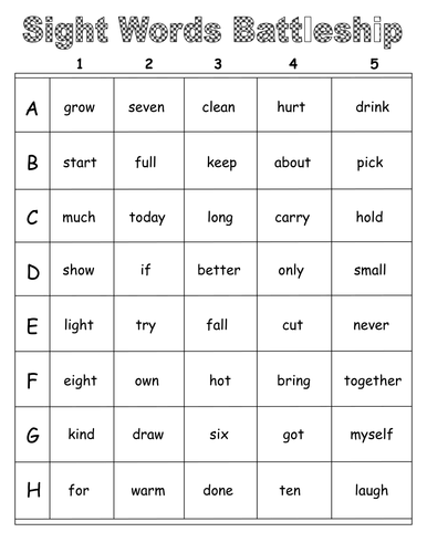 Third Grade Sight Words BATTLESHIP | Teaching Resources