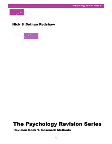 The Psychology Revision Series - Research Methods | Teaching Resources