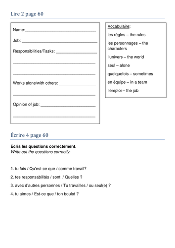 Mon boulot - Studio 3 Module 3 Unit 4 | Teaching Resources Mon boulot - Studio 3 Module 3 Unit 4 | Teaching Resources