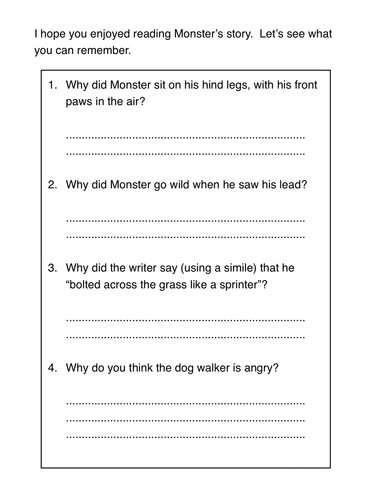 'Monster The Dog' (Read, Write And Play) 3-7 years | Teaching Resources