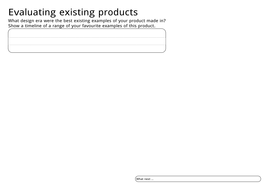Evaluating existing products worksheet | Teaching Resources