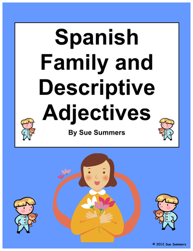 Spanish Family & Descriptive Adjectives - 15 Vocabulary Translations ...
