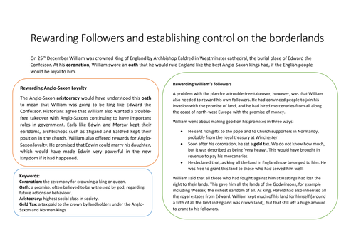 How did King William I establish control after his victory at the ...