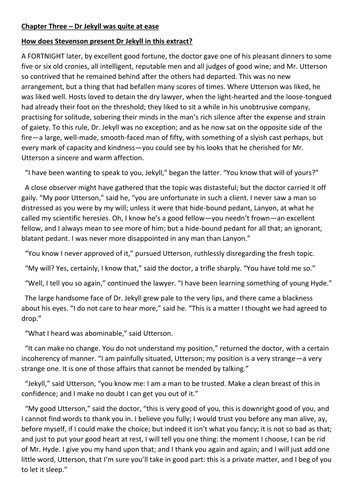 Dr Jekyll and Mr Hyde - AQA GCSE English Literature Revision, Chapters ...