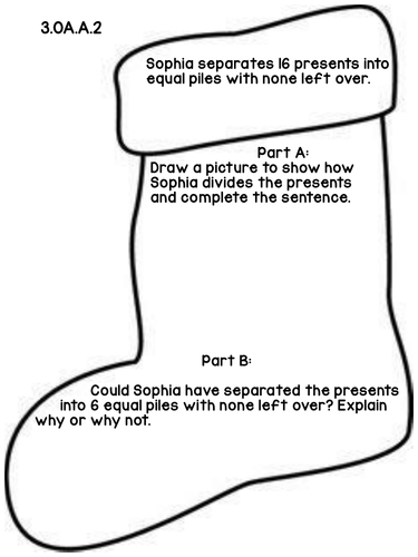 3rd Grade Common Core Open Ended Christmas Math Assessment Task ...