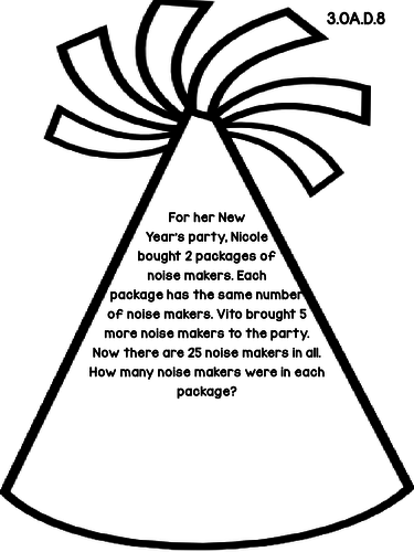 3rd Grade Common Core Open Ended New Year's Assessment Task Freebie ...