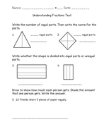 Understanding Fractions Test (Go Math Chapter 8 3rd Grade) | Teaching ...
