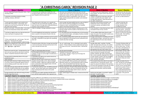 Revision task sheet for A Christmas Carol with differentiated tasks ...