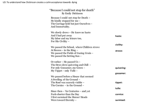 "Because I could not stop for Death" by Emily Dickinson (IGCSE ...