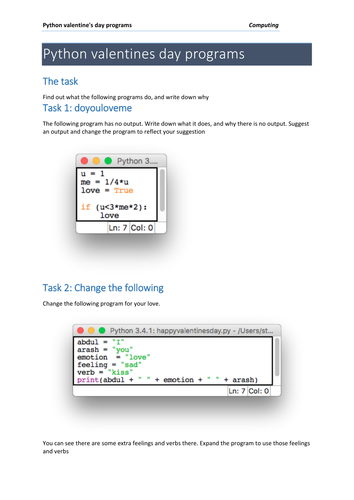 Python Love (Valentines day bundle) | Teaching Resources