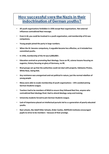 Youth in Nazi Germany workbook - Hitler youth, schools, universities ...