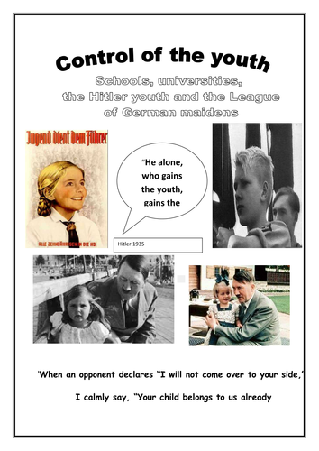 Youth in Nazi Germany workbook - Hitler youth, schools, universities ...