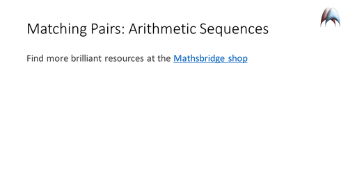 Matching Pairs - Arithmetic Sequences | Teaching Resources