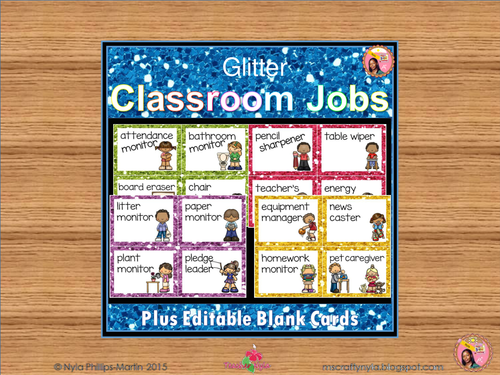 Classroom Jobs Glitter Border Set - 44 Illustrated Job Cards Plus ...