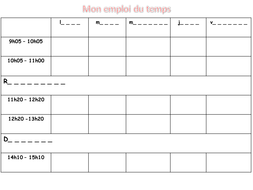 Mon Emploi Du Temps Timetable Worksheets And School Subjects