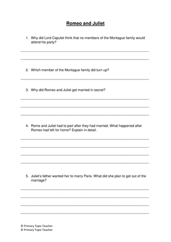 Shakespeare: Romeo and Juliet Activity Pack KS2 | Teaching Resources
