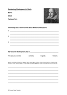 Shakespeare Information and Fact File/Review KS2 | Teaching Resources
