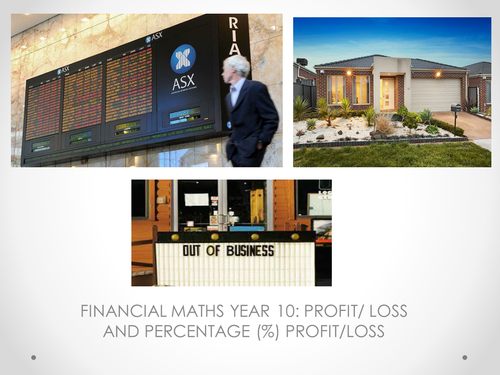 Financial Mathematics- % Profit and Loss | Teaching Resources