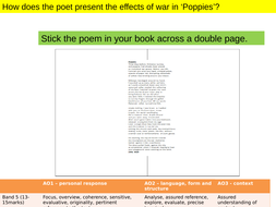 Writing frame for comparing Poppies and Remains for AQA Power and ...
