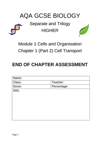 NEW GCSE Biology - B1 Cell Structure & Transport | Teaching Resources