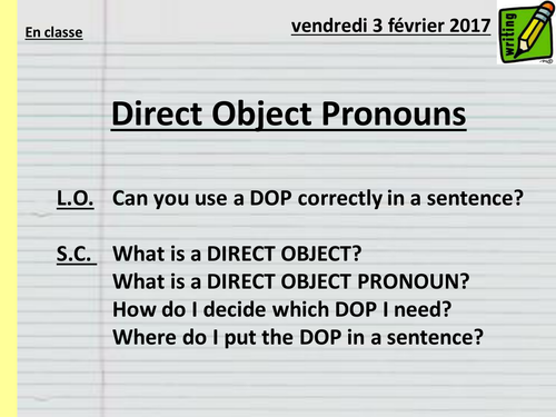 GRAMMAR - Direct Object Pronouns - French | Teaching Resources