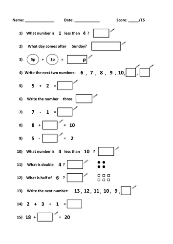 Year 1: Mental Arithmetic Tests | Teaching Resources Year 1: Mental Arithmetic Tests | Teaching Resources