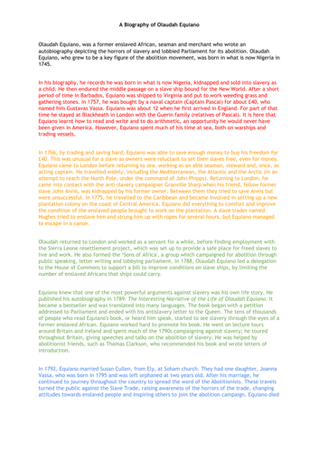 Big Write: Biography Olaudah Equiano Slavery | Teaching Resources