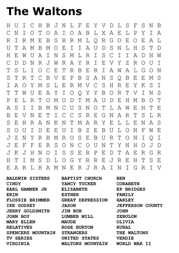 The Waltons Word Search | Teaching Resources