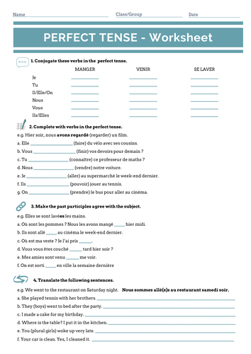 GCSE French revision perfect tense | Teaching Resources
