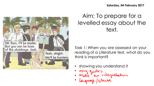 SOW FOR LORD OF THE FLIES | Teaching Resources