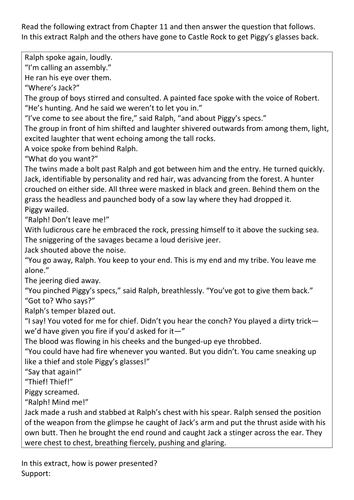 SOW FOR LORD OF THE FLIES | Teaching Resources